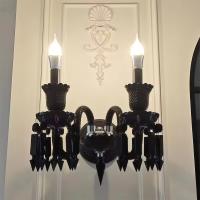 China JYLIGHTING Vintage 2-Head Crystal Wall Sconce, Cut Crystal & Fabric Shade Wall Light for Living Room & Hotel Decor for sale