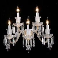 China JYLIGHTING Vintage 2-Head Crystal Wall Sconce, Cut Crystal & Fabric Shade Wall Light for Living Room & Hotel Decor for sale