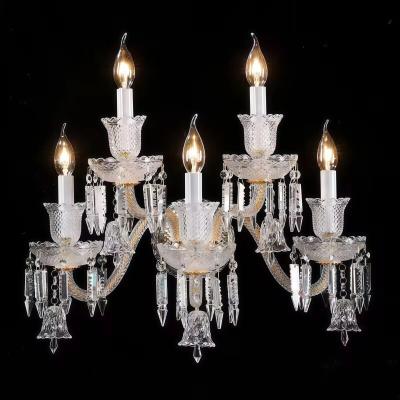 China JYLIGHTING Vintage 2-Head Crystal Wall Sconce, Cut Crystal & Fabric Shade Wall Light for Living Room & Hotel Decor for sale