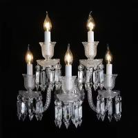 China JYLIGHTING Vintage 2-Head Crystal Wall Sconce, Cut Crystal & Fabric Shade Wall Light for Living Room & Hotel Decor for sale