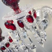China JYLIGHTING Two-Tone Red & Clear Crystal Chandelier, 8-Arm Ornate Candle-Style Fixture for Statement Living Room Decor for sale