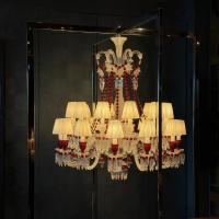 China JYLIGHTING Two-Tone Red & Clear Crystal Chandelier, 8-Arm Ornate Candle-Style Fixture for Statement Living Room Decor for sale