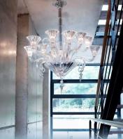 China JYLIGHTING Clear Tinted Crystal & Glass Chandelier, Murano-Style Curved Arm Pendant Light for Luxury Living Room & Hotel Lobby for sale
