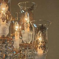 China JYLIGHTING Gold & Clear Crystal Glass Chandelier, 18-Arm Floral Etched Candle-Style Fixture for Grand Dining & High-End Foyer for sale