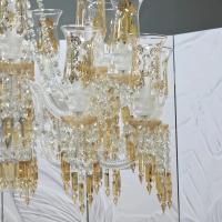 China JYLIGHTING Gold & Clear Crystal Glass Chandelier, 18-Arm Floral Etched Candle-Style Fixture for Grand Dining & High-End Foyer for sale