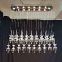 China JYLIGHTING Modern Linear Crystal Pendant Light, Tiered Raindrop Design with Stainless Steel Base for Long Dining & Kitchen Island for sale