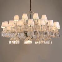 China JYLIGHTING Modern Elegant Crystal Chandelier with Fabric Shades, 24-Arm Traditional Fixture for High-End Dining & Hotel Lobby for sale