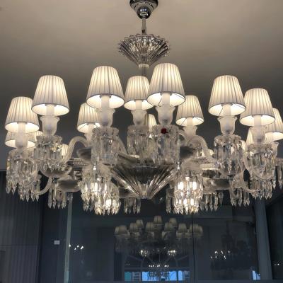 China JYLIGHTING Modern Elegant Crystal Chandelier with Fabric Shades, 24-Arm Traditional Fixture for High-End Dining & Hotel Lobby for sale