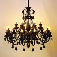 China JYLIGHTING Modern Ornate Black Glass Chandelier, 2-Tier Gothic Fixture with Cascading Prisms for Dramatic Living Room Decor for sale