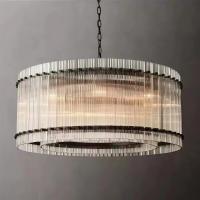 China JYLIGHTING Modern Contemporary Drum Iron Pendant Chandelier, Vertical Slatted Iron Shade Suspension Light for Kitchen Island & Lobby for sale