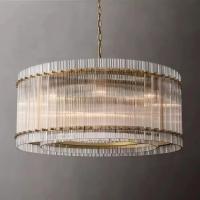 China JYLIGHTING Modern Contemporary Drum Iron Pendant Chandelier, Vertical Slatted Iron Shade Suspension Light for Kitchen Island & Lobby for sale