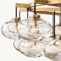 China JYLIGHTING Modern Contemporary Bubble Glass Pendant Chandelier, Brushed Brass Circular Frame Hanging Lamp for Hotel Lobby & High-End Restaurant for sale
