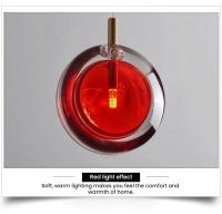 China JYLIGHTING Modern Ring-Shaped Crystal Pendant Light with Brass Top, Single-Bulb Clear Glass Hanging Lamp for Kitchen Island & Bedroom Bedside for sale