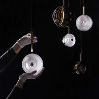 China JYLIGHTING Modern Minimalist Disc Pendant Lamp, Textured Glass & Iron Fixture for Bedroom Bedside and Hotel Vanity Lighting for sale