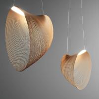 China JYLIGHTING Modern Abstract Leaf-Shaped Wood Pendant Light, Woven Wooden Strip Hanging Lamp for Living Room & Hotel Lobby Decor for sale