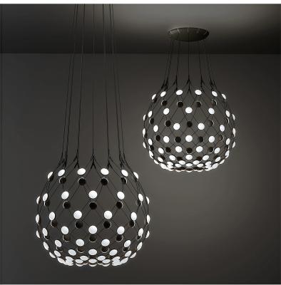 China JYLIGHTING Geometric Mesh Pendant Light, Iron Frame & Two-Tone Acrylic Spherical Chandelier for Stairwell and High Ceiling Spaces for sale