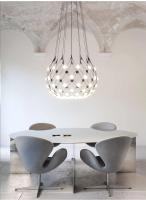 China JYLIGHTING Geometric Mesh Pendant Light, Iron Frame & Two-Tone Acrylic Spherical Chandelier for Stairwell and High Ceiling Spaces for sale