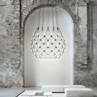 China JYLIGHTING Geometric Mesh Pendant Light, Iron Frame & Two-Tone Acrylic Spherical Chandelier for Stairwell and High Ceiling Spaces for sale