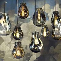 China JYLIGHTING Reflective Teardrop Pendant Light, Dimpled Gold Glass & Iron Fixture for Dining Table and Bar Counter for sale