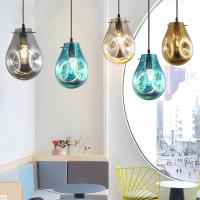 China JYLIGHTING Reflective Teardrop Pendant Light, Dimpled Gold Glass & Iron Fixture for Dining Table and Bar Counter for sale