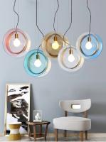 China JYLIGHTING Layered Glass Disc Pendant Light, Colorful Transparent Shade & Stainless Steel Fixture for Bar and Bedroom for sale