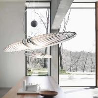 China JYLIGHTING Contemporary Oval Aluminum Chandelier, Gradient Purple Ribbed Hanging Light for Living Rooms & Hotel Lobbies for sale