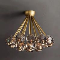 China JYLIGHTING Luxury Smoky Crystal Ceiling Light, 10-Head Full Brass Chandelier for Dining Room and Hotel Lobby for sale
