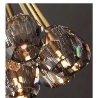China JYLIGHTING Luxury Smoky Crystal Ceiling Light, 10-Head Full Brass Chandelier for Dining Room and Hotel Lobby for sale