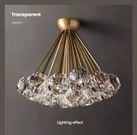 China JYLIGHTING Luxury Smoky Crystal Ceiling Light, 10-Head Full Brass Chandelier for Dining Room and Hotel Lobby for sale