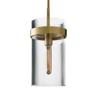 China JYLIGHTING Contemporary Single-Bulb Pendant Lamp, Brass Fixture with Clear Cylinder Glass Shade for Dining and Bar Lighting for sale