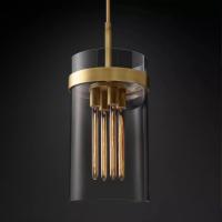 China JYLIGHTING Contemporary Single-Bulb Pendant Lamp, Brass Fixture with Clear Cylinder Glass Shade for Dining and Bar Lighting for sale