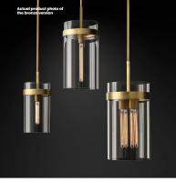 China JYLIGHTING Contemporary Single-Bulb Pendant Lamp, Brass Fixture with Clear Cylinder Glass Shade for Dining and Bar Lighting for sale