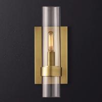 China JYLIGHTING Contemporary Brass & Glass Wall Light, Vertical Cylinder Sconce for Living Room and Bedroom Decor for sale