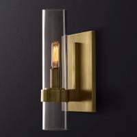China JYLIGHTING Contemporary Brass & Glass Wall Light, Vertical Cylinder Sconce for Living Room and Bedroom Decor for sale