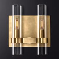 China JYLIGHTING Contemporary Brass & Glass Wall Light, Vertical Cylinder Sconce for Living Room and Bedroom Decor for sale