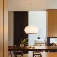 China JYLIGHTING Modern Dome Pendant Light, ABS Ribbed Shade with Carbon Steel Suspension for Dining Room & Bedroom for sale