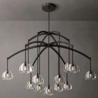 China JYLIGHTING Modern 7-Light Brass Chandelier, Clear Ribbed Crystal Glass Shades, for Dining Room & Living Room for sale