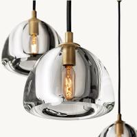China JYLIGHTING Modern 7-Light Brass Chandelier, Clear Ribbed Crystal Glass Shades, for Dining Room & Living Room for sale