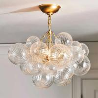 China JYLIGHTING Contemporary Textured Glass Pendant Light, Gold Iron Chain Suspension Chandelier for High Ceiling Lobby for sale