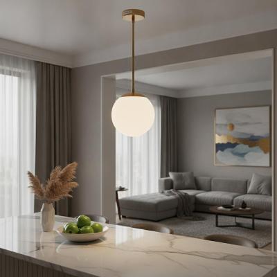 China JYLIGHTING Contemporary Opaque Glass Pendant Lamp, Polished Iron Base, Ambient Light Fixture for Kitchen Island & Living Room for sale