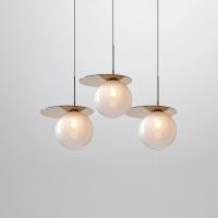 China JYLIGHTING Modern Globe Glass Pendant Light, Gold-Tone Iron Disc Fixture, Soft Glow Suspension Lamp for Bedroom & Dining Room for sale