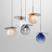 China JYLIGHTING Modern Globe Glass Pendant Light, Gold-Tone Iron Disc Fixture, Soft Glow Suspension Lamp for Bedroom & Dining Room for sale