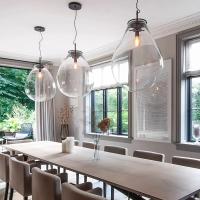 China JYLIGHTING Modern Teardrop Glass Pendant Light, Iron Fixture Hanging Lamp, Clear & Gradient Options for Kitchen & Dining for sale