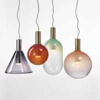 China JYLIGHTING Vibrant Gradient Glass Pendant Lights, Iron Fixture, Multi-Shape Suspension Lamps for Kitchen & Dining for sale