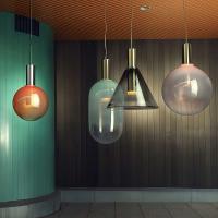 China JYLIGHTING Vibrant Gradient Glass Pendant Lights, Iron Fixture, Multi-Shape Suspension Lamps for Kitchen & Dining for sale
