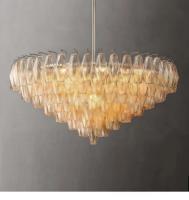 China JYLIGHTING Luxury Tiered Amber Glass Chandelier, Iron Frame Pendant Light for Dining Room & Living Room for sale
