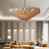 China JYLIGHTING Luxury Tiered Amber Glass Chandelier, Iron Frame Pendant Light for Dining Room & Living Room for sale