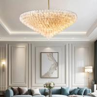 China JYLIGHTING Luxury Tiered Amber Glass Chandelier, Iron Frame Pendant Light for Dining Room & Living Room for sale
