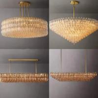 China JYLIGHTING Luxury Tiered Amber Glass Chandelier, Iron Frame Pendant Light for Dining Room & Living Room for sale