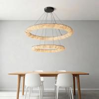 China JYLIGHTING Modern 2-Tier Marble & Copper LED Pendant Light, Dimmable Circular Suspension Lamp for Dining & Living Room for sale